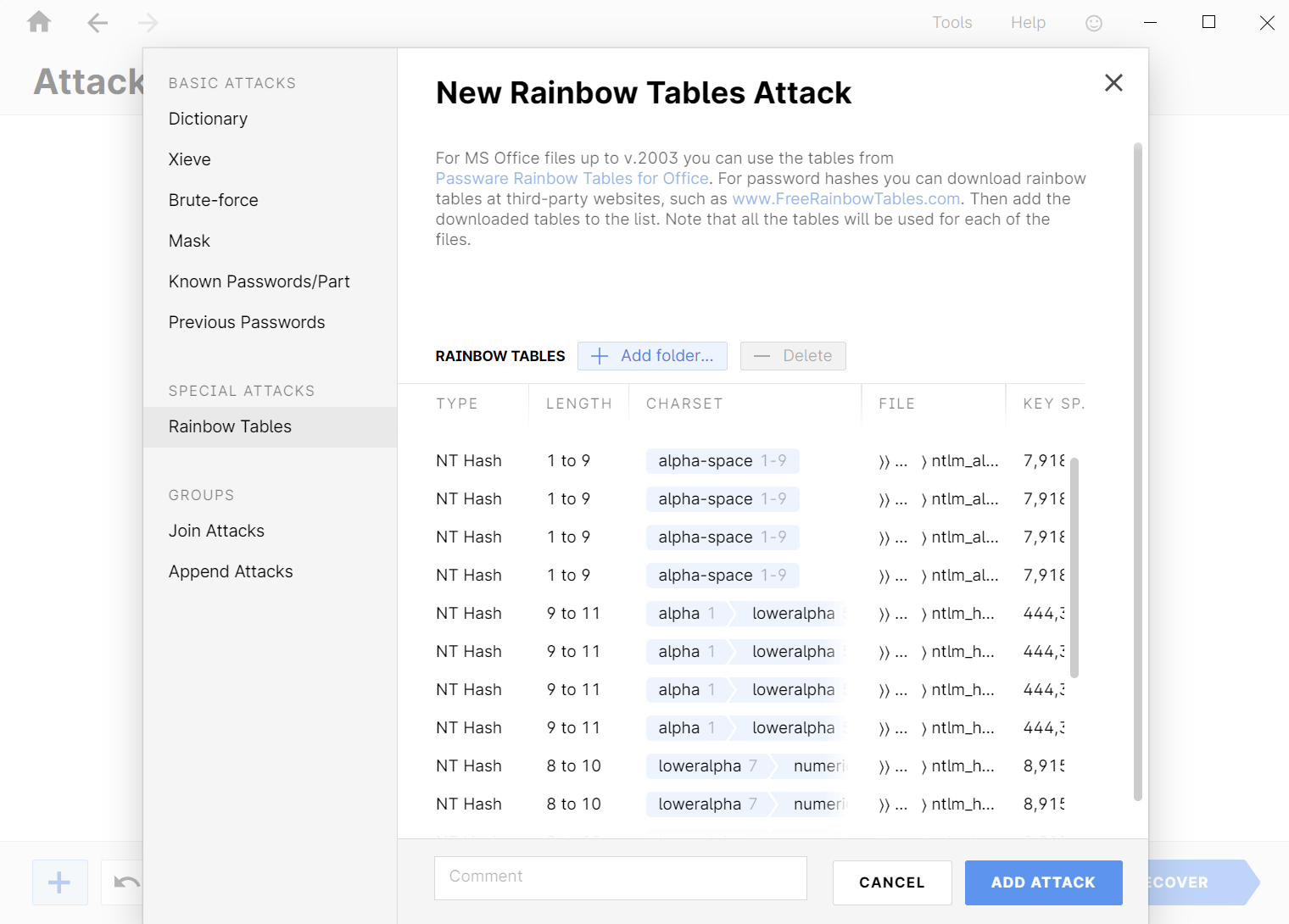 How to use Passware Rainbow Tables for Windows – Passware Support
