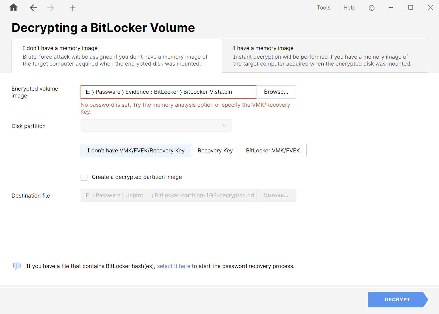 Why does Passware Kit show a "No password is set" message for BitLocker recovery? – Passware Support